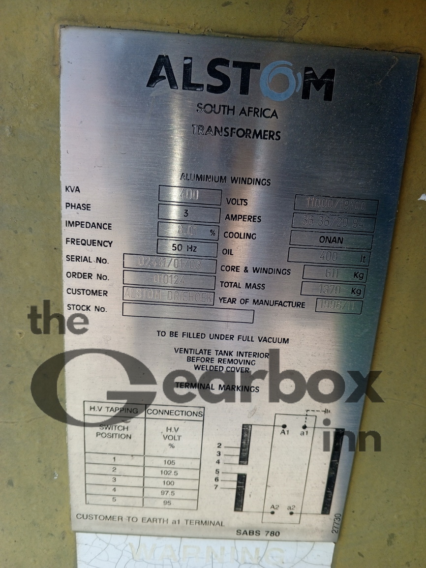 ALSTOM 11000HT, 1900LT TRANSFORMER (STAND ALONE) (123) | The Gearbox Inn